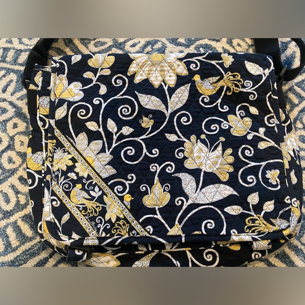 Vera Bradley Yellow Bird Messenger Bag - Gem